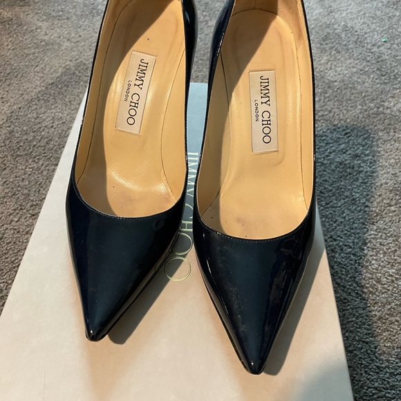 Jimmy Choo | Shoes | Jimmy Choo Patent Leather Navy Heels | Poshmark